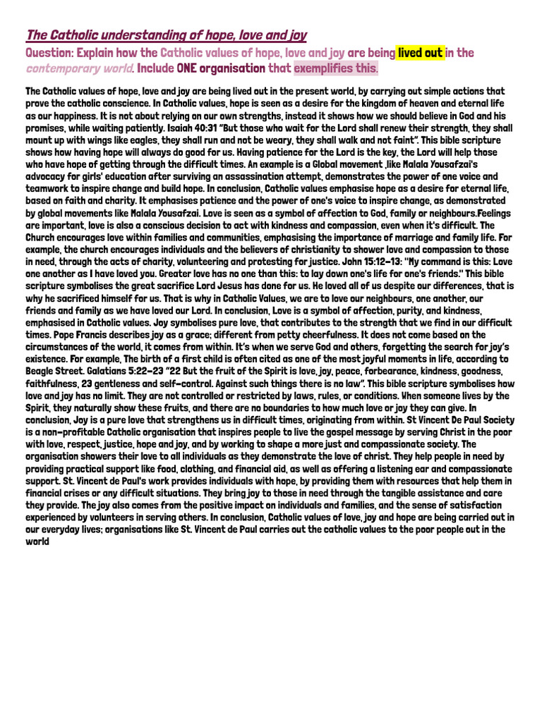 10RED - Formative Task 1 (Cheshta Kundan) | PDF | Love | Fruit Of The Holy Spirit