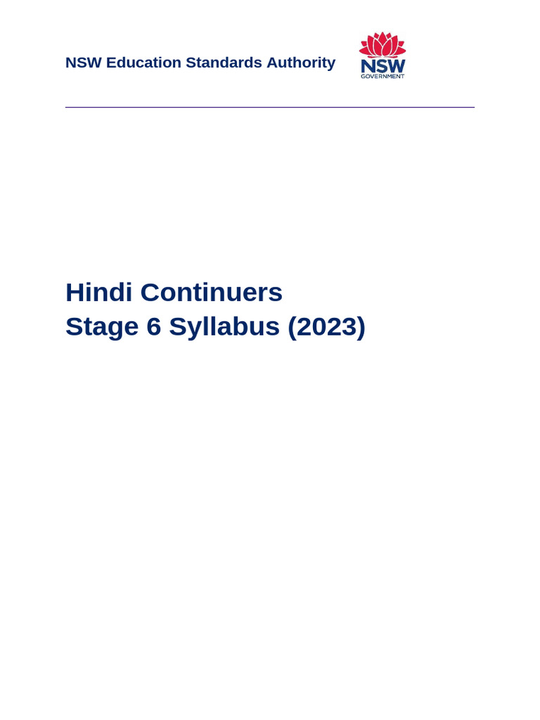 Hindi Continuers St6 Syllabus 2023 | PDF | Cross Cultural Communication | Identity (Social Science)