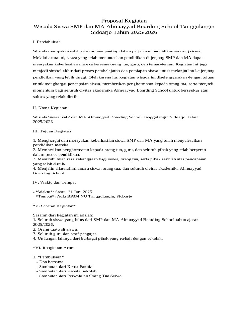 Proposal Kegiatan Wisuda | PDF