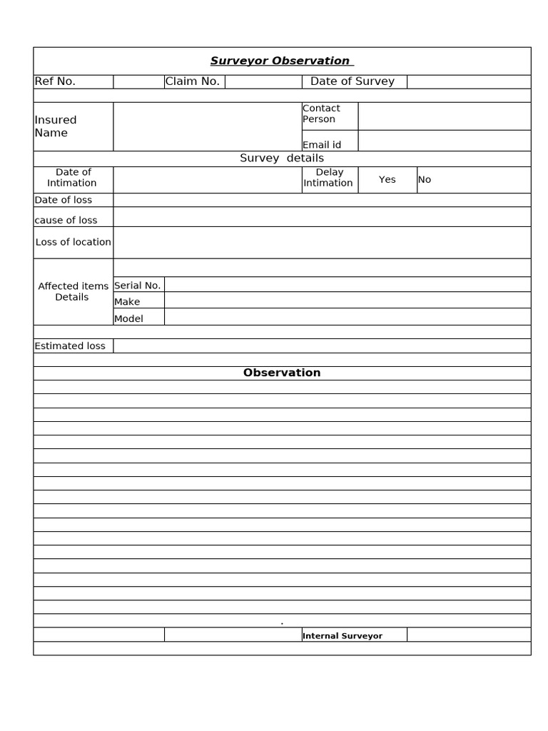 Surveyor Observation Report Template | PDF
