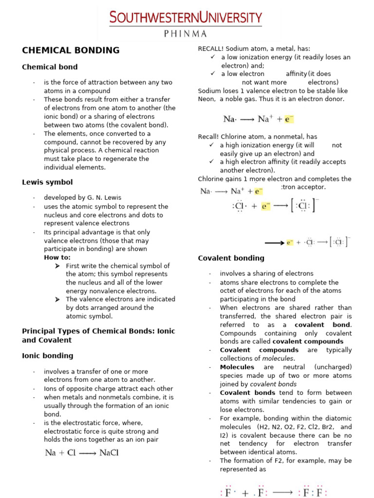Chemical Bonding Octet Rule Pdf Chemical Bond Chemical Polarity