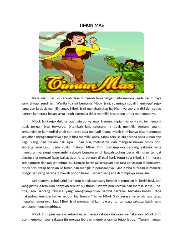 Cerita Rakyat TIMUN MAS | PDF