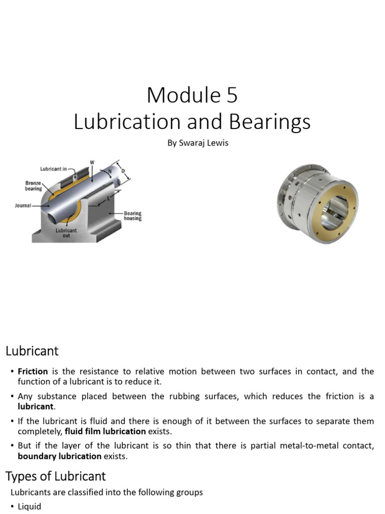 Module 3 - Lubrication and Bearing | PDF | Lubricant | Bearing (Mechanical)