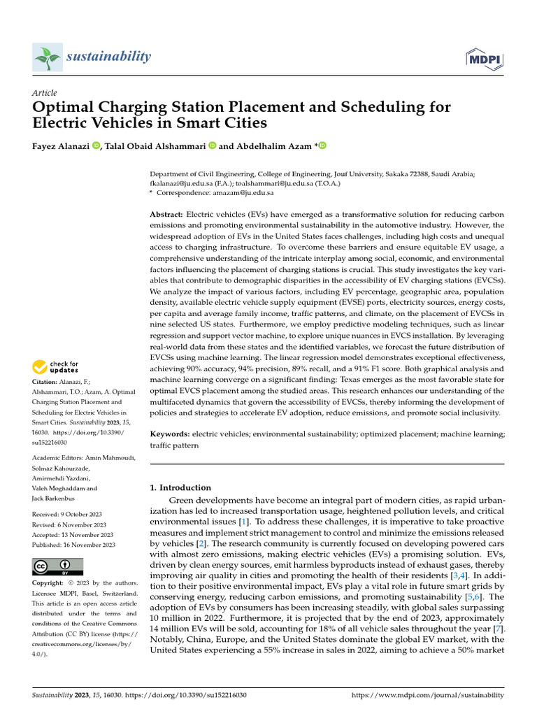 Optimal Charging Station Placement and Scheduling For Electric Vehicles ...