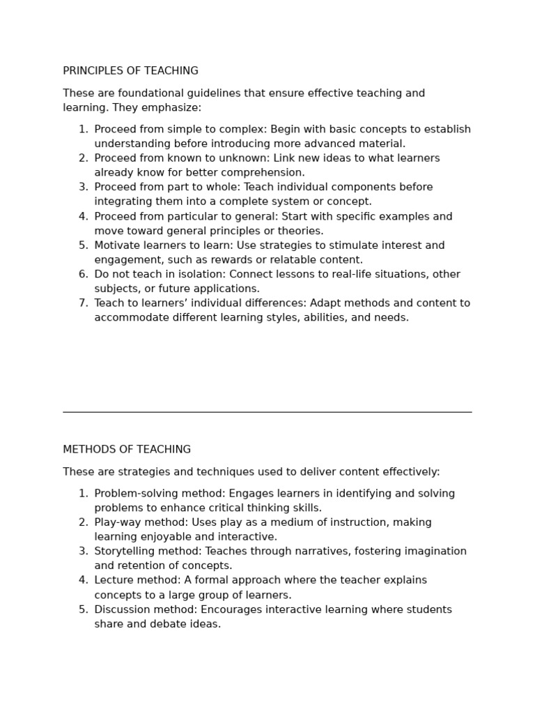 Principles of Teaching | PDF | Learning | Behavioural Sciences
