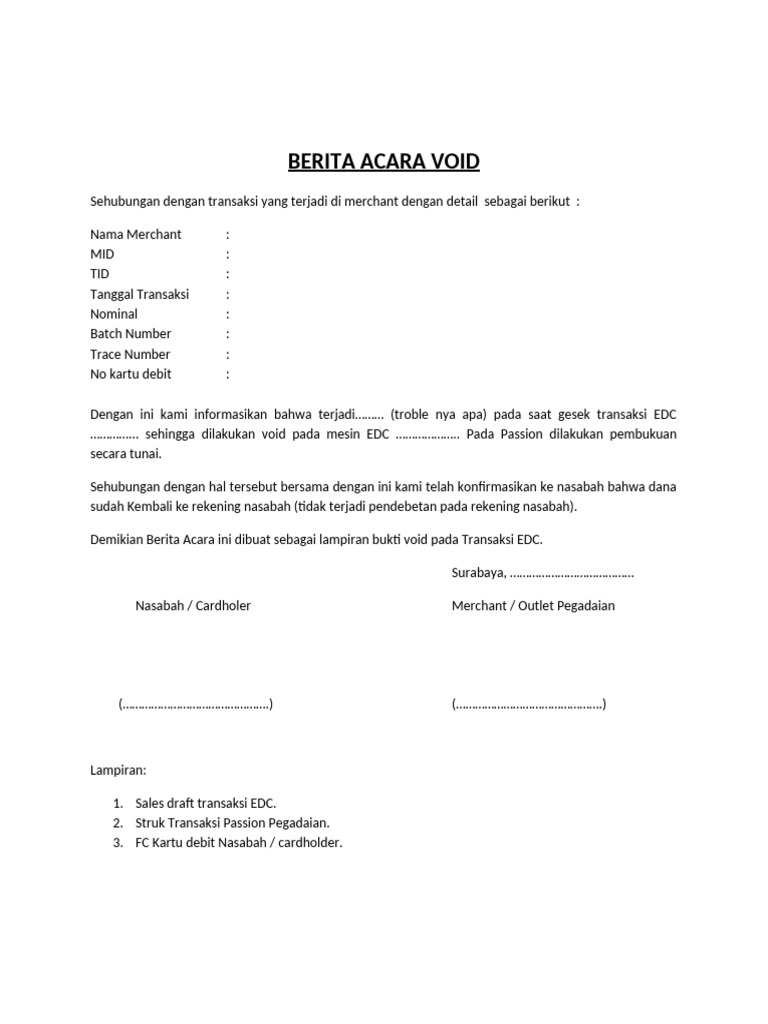 Berita Acara Void | PDF