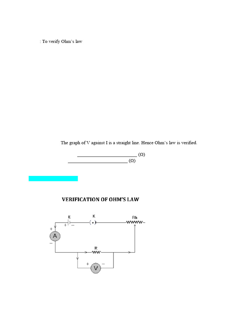 Expt No -8 Verification of Ohm s Law | PDF