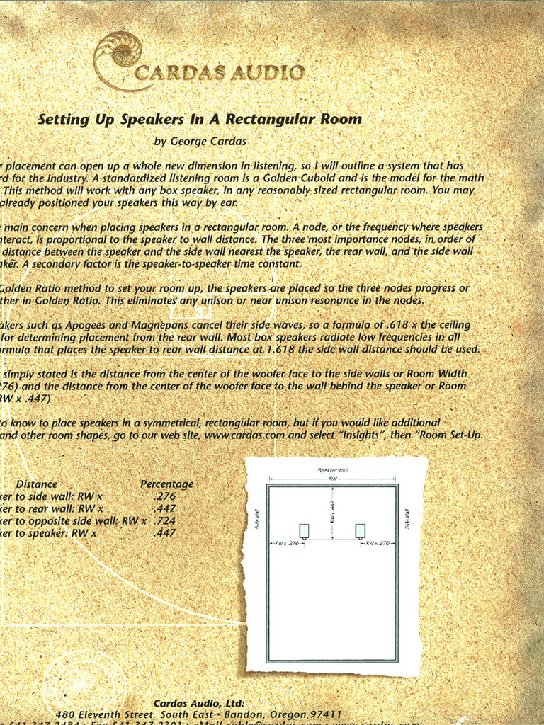 Setting Up Speakers in A Rectangular A Room | PDF