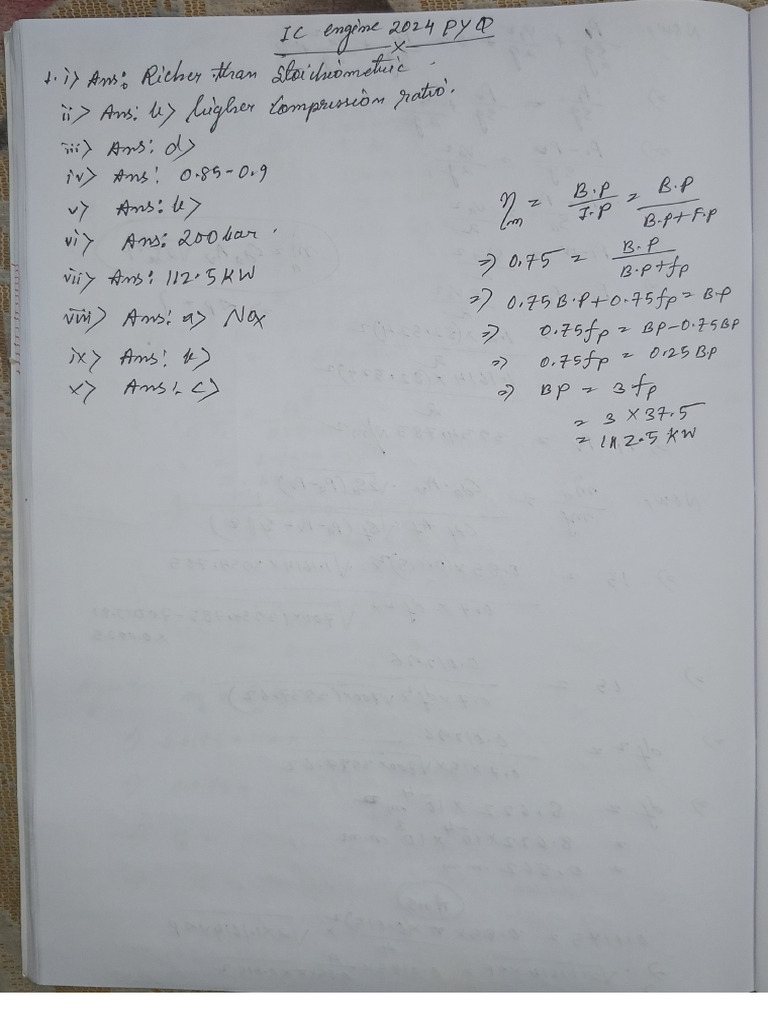 Ic Engine 2024 Pyq Solved | PDF