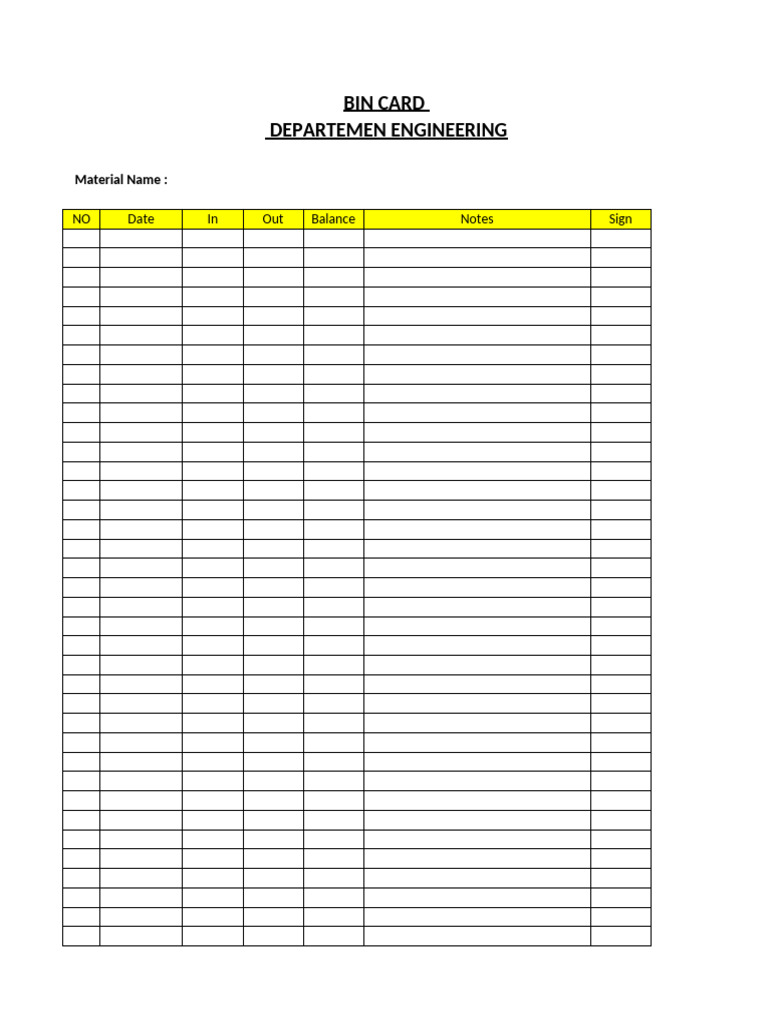 Bin Card | PDF