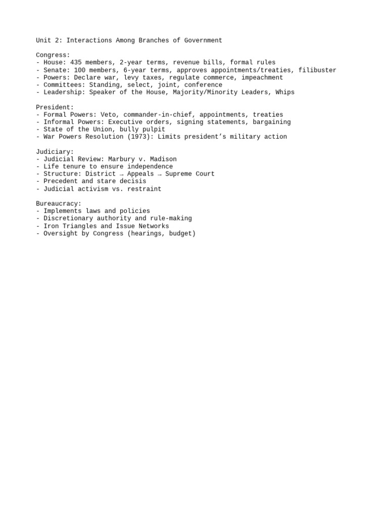 Interactions Among Government Branches | PDF