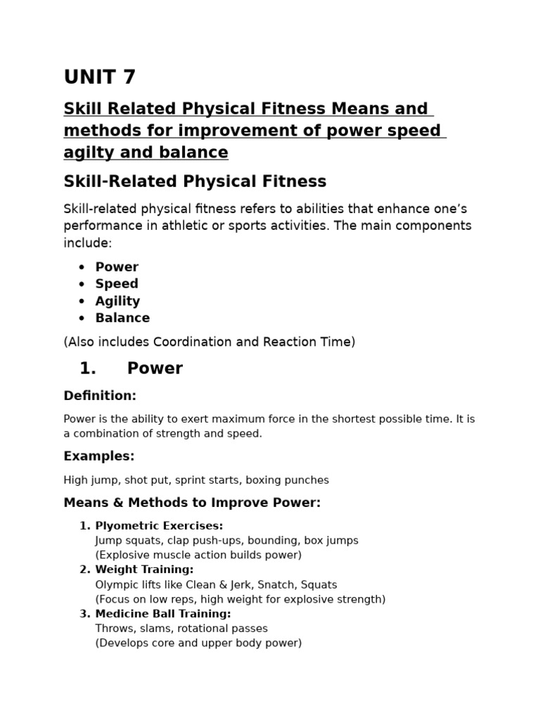 Improve Power, Speed, Agility, Balance | PDF | Balance (Ability ...