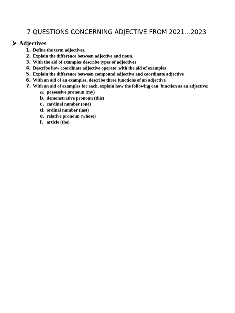 English Questions Pronoun and Adjective | PDF