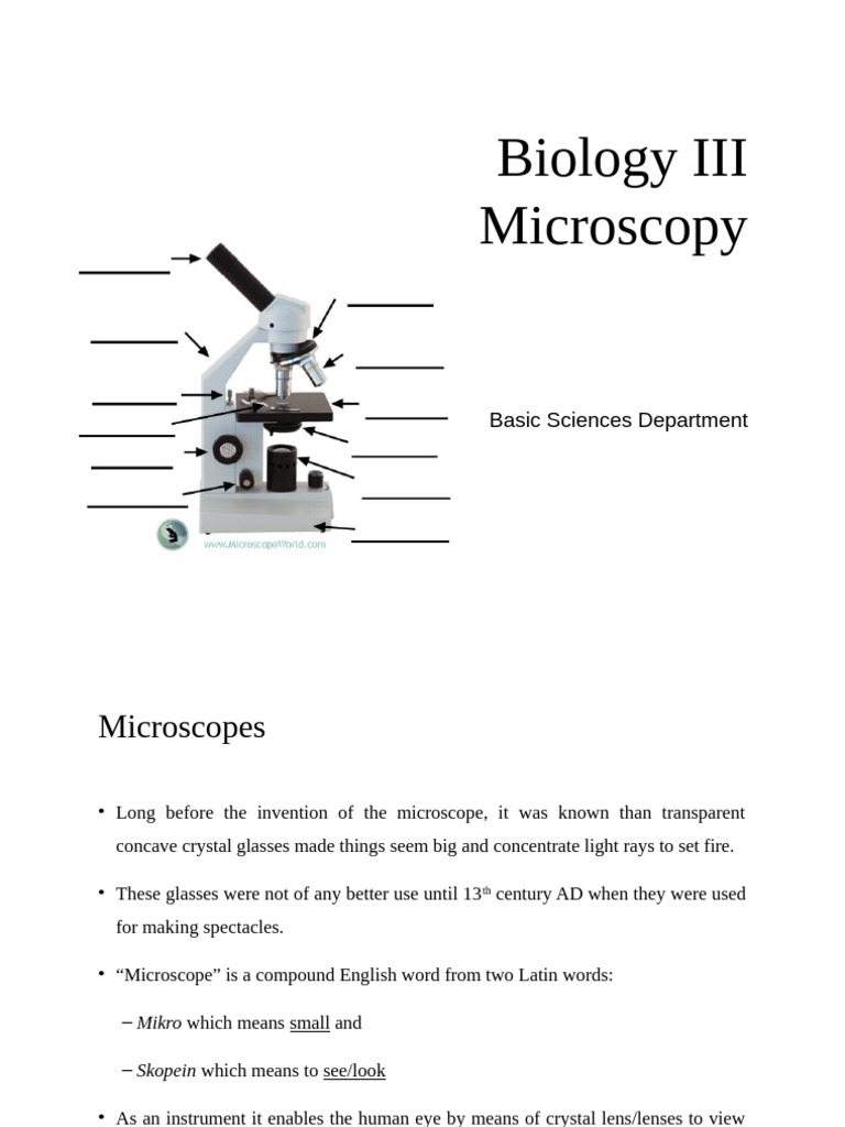 BIO 31101 - Topic 1 Micros | PDF | Microscope | Microscopy