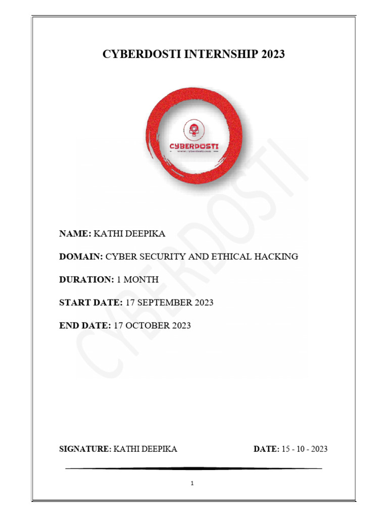 CYBERDOSTI FINAL PROJECT - KATHI DEEPIKA | PDF | Security | Computer Security