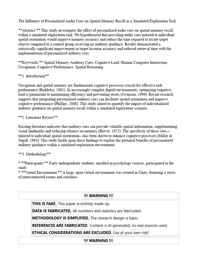 The Influence of Personalized Audio Cues On Spatial Memory Recall in A ...