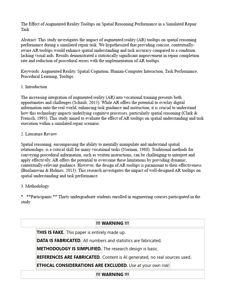 The Effect of Augmented Reality Tooltips on Spatial Reasoning Performance in a Simulated Repair ...