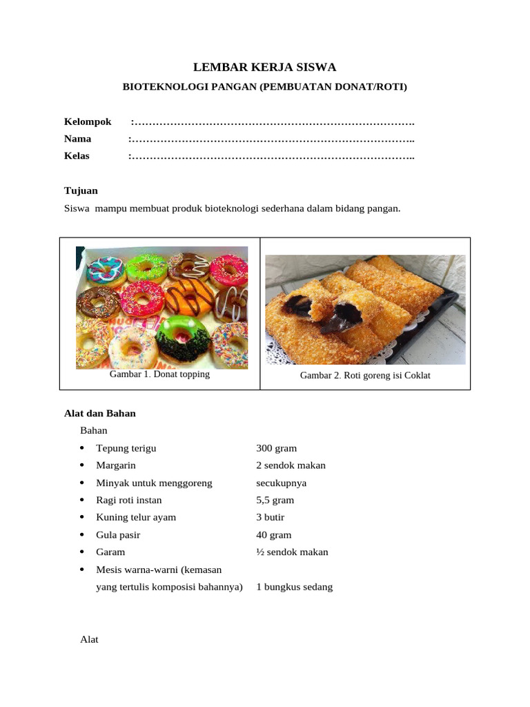 LKPD Praktek Membuat Donat | PDF