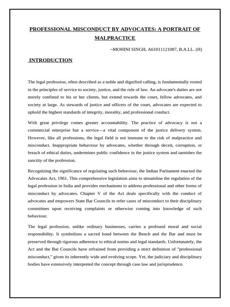 Understanding Advocate Misconduct | PDF | Advocate | Professional Ethics