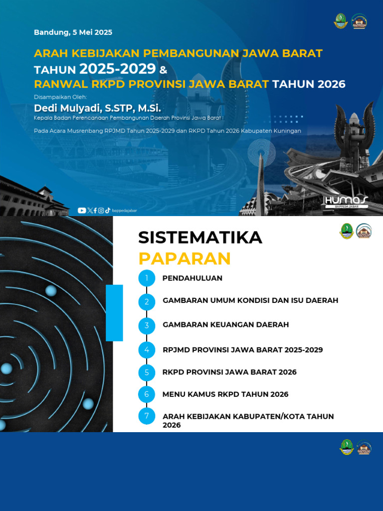 Paparan RPJMD 2025 2029 Dan RKPD 2026 JAWA BARAT | PDF