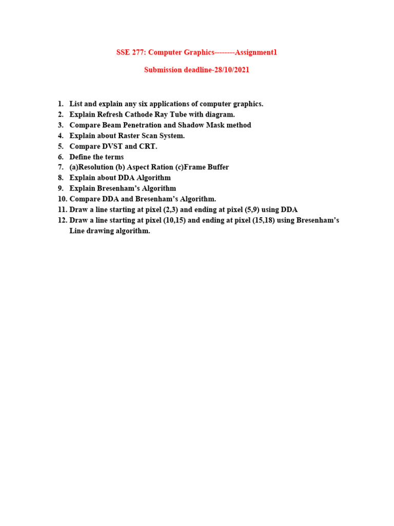 Computer Graphics Assignment Guide | PDF