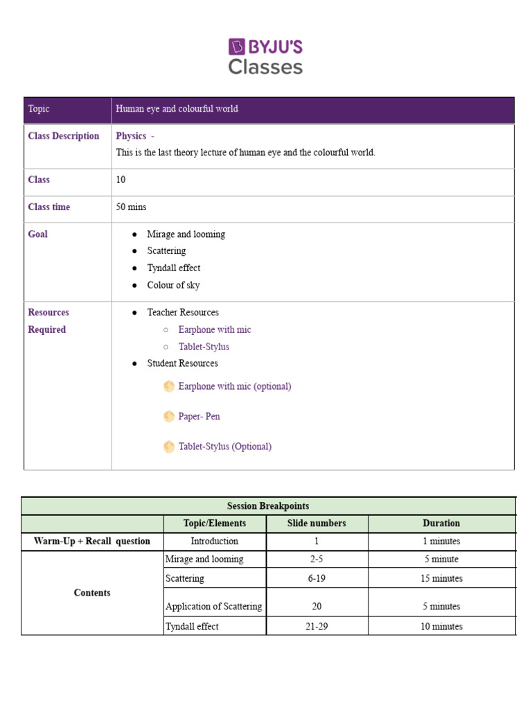 Re CBSE PHY 10 Human Eye and The Colourful World L04 Tutordoc | PDF | Scattering | Sky