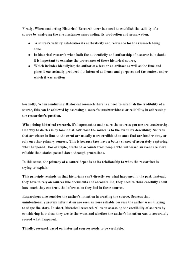 Validating Historical Research Sources | PDF | Credibility | Methodology