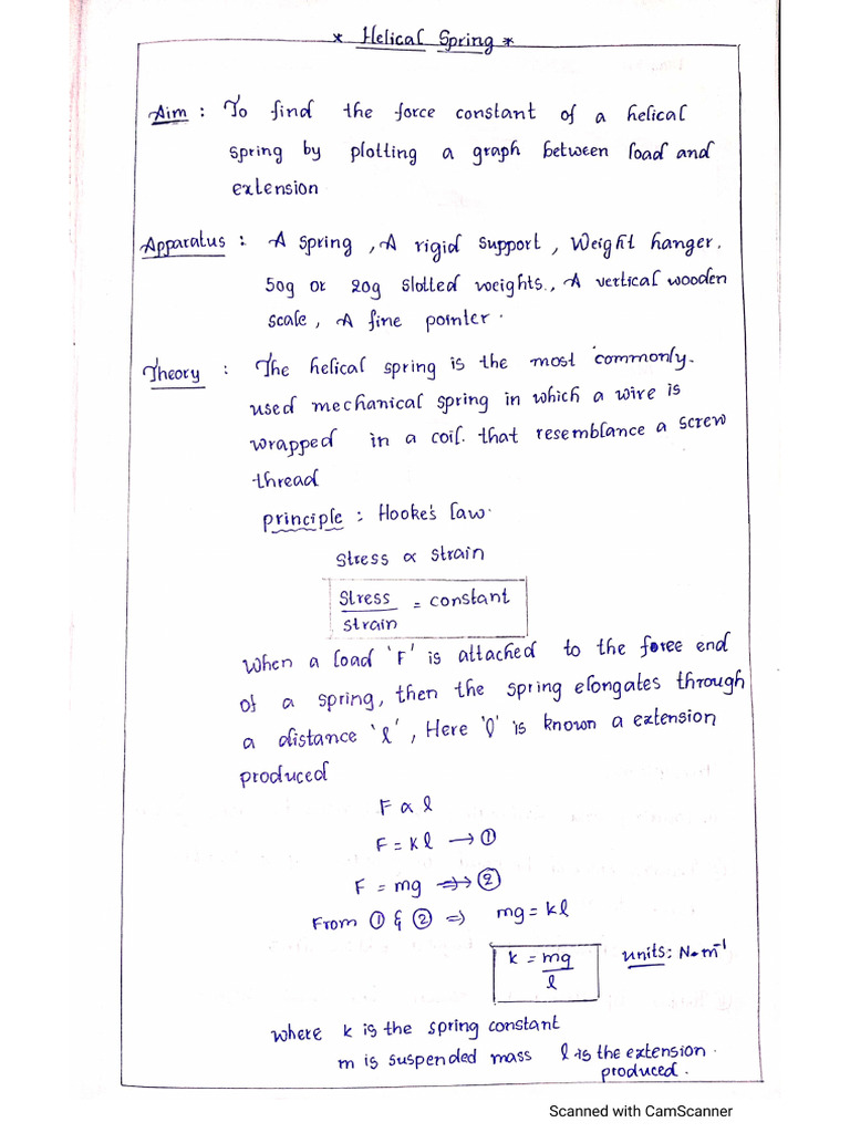 Helical Spring Lab Exam - (CH V S M Sriram-222012804036) | PDF