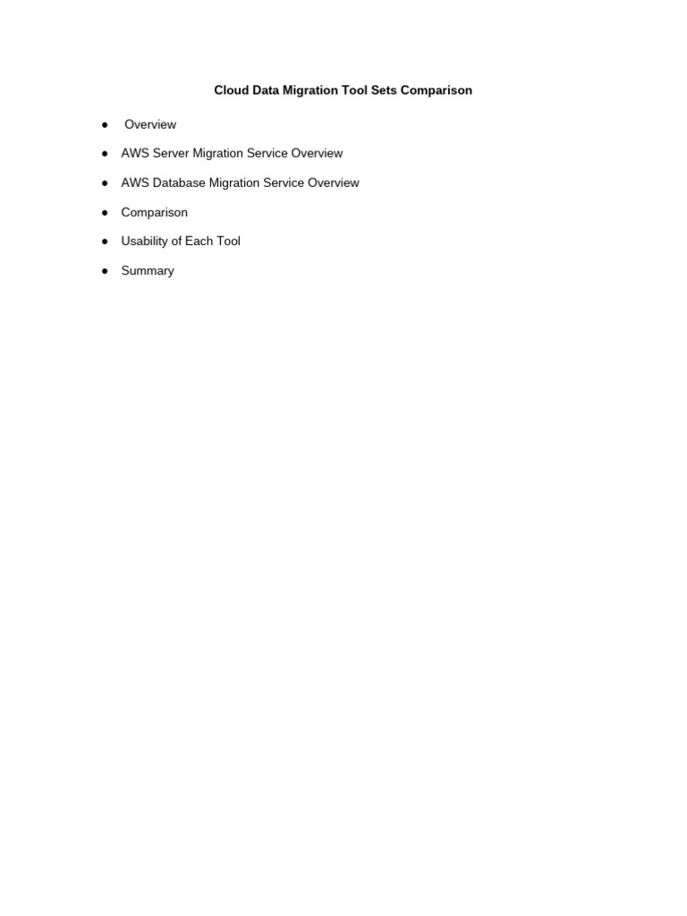 Cloud Data Migration Tool Sets Comparison Template Pdf