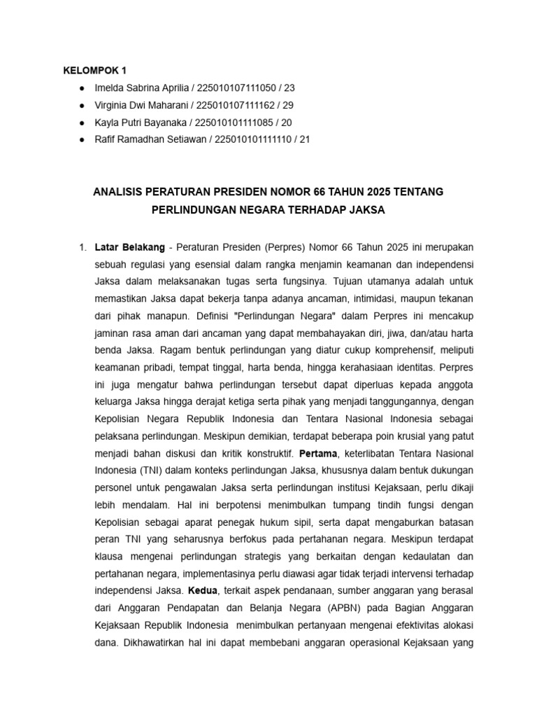 Kelompok 1 Analisis Perpres | PDF