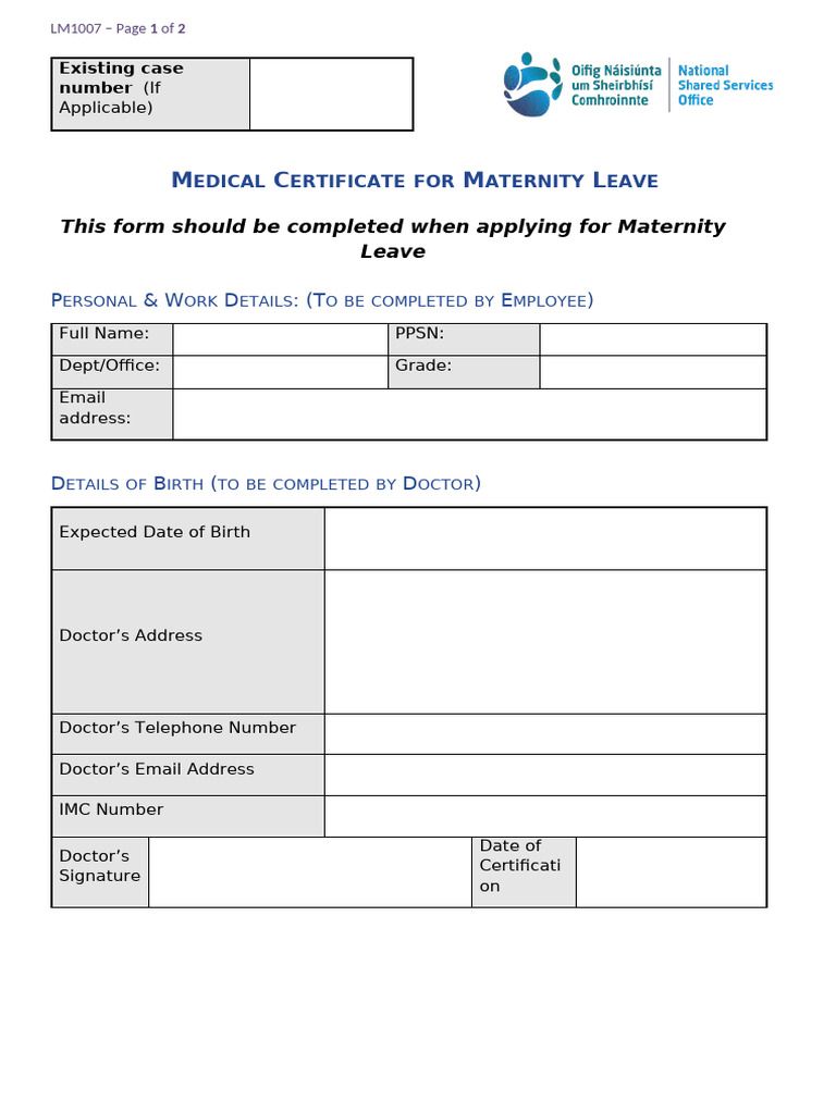 Medical Certificate for Maternity Leave | PDF
