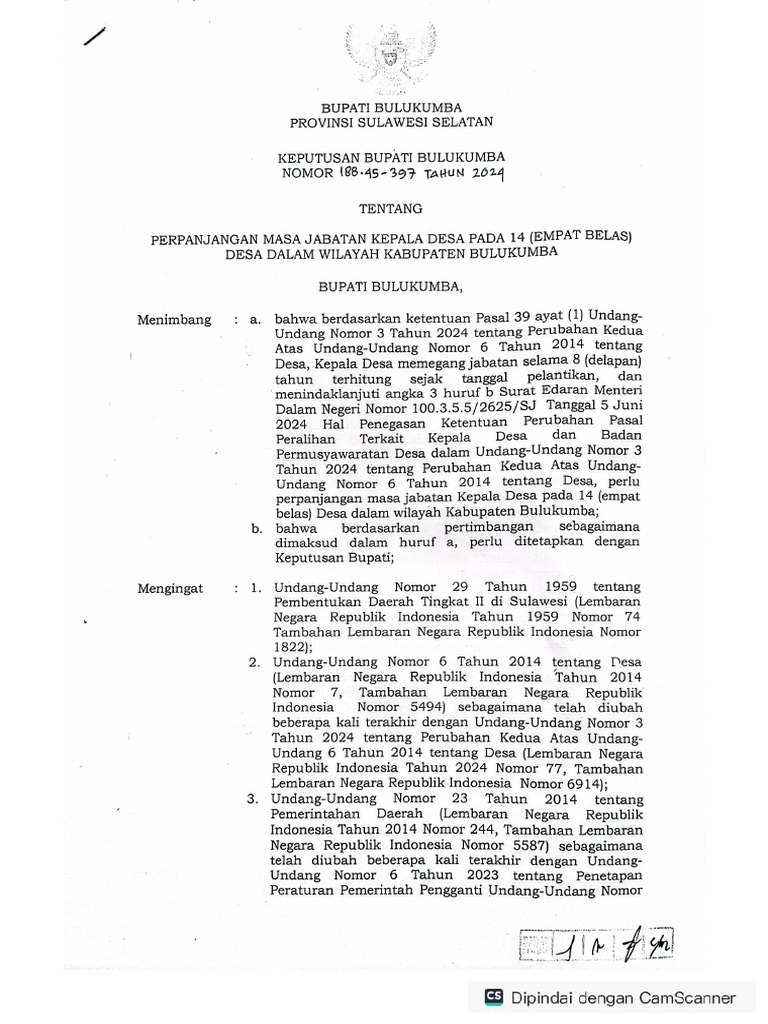 Draft SK Kepala Desa | PDF