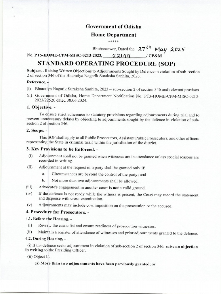 SOP On 346 (2) BNSS | PDF