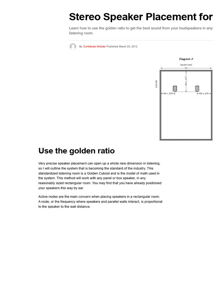 Optimizing Speaker Placement with Golden Ratio | PDF | Loudspeaker ...