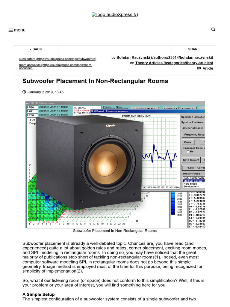 Subwoofer Placement in Non-Rectangular Rooms - AudioXpress | PDF ...