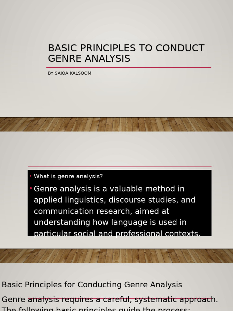Principles To Conduct Genre Analysis | PDF