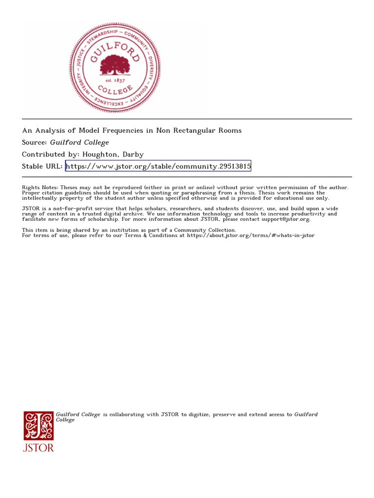 An Analysis of Model Frequencies in Non Rectangular Rooms - Houghton ...