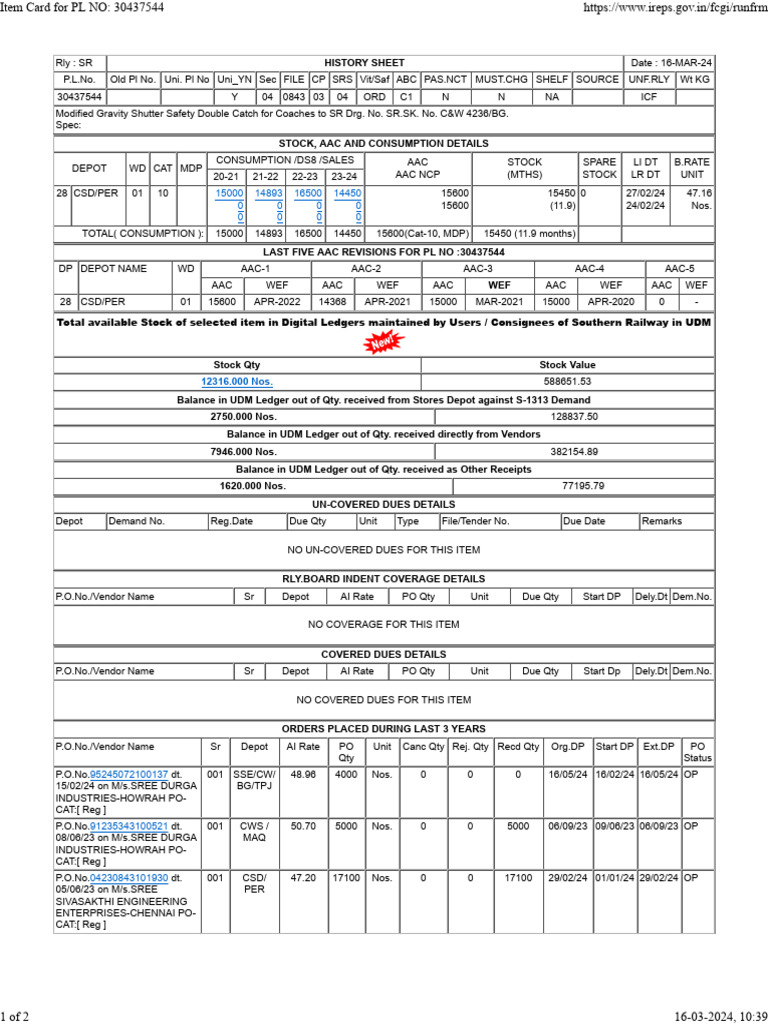 Item Card For PL NO 30437544 | PDF