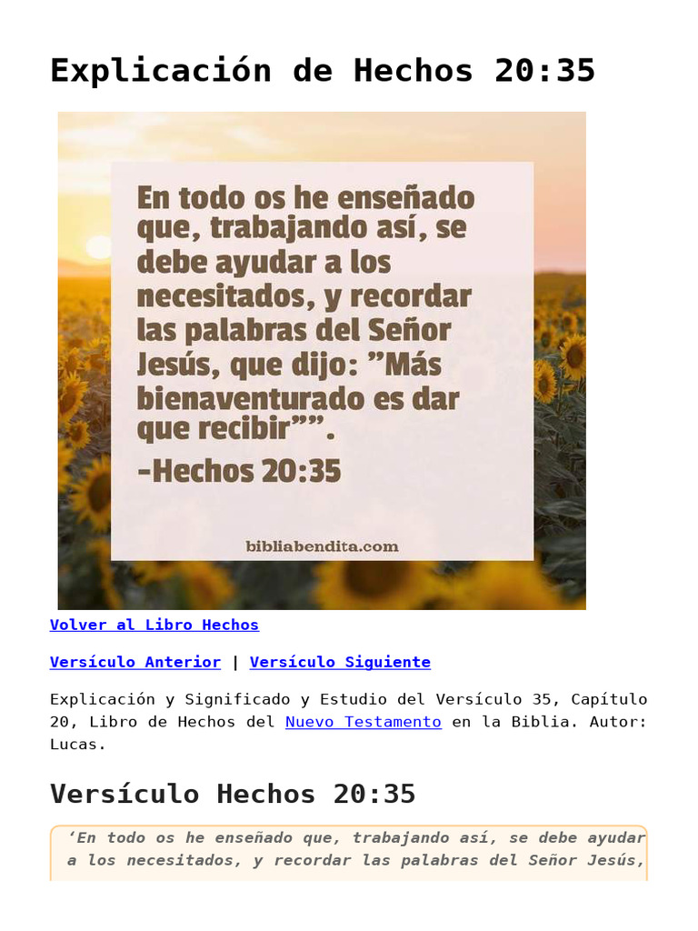 Hechos 20:35 y la importancia de dar | PDF | Jesús | Pablo el apóstol