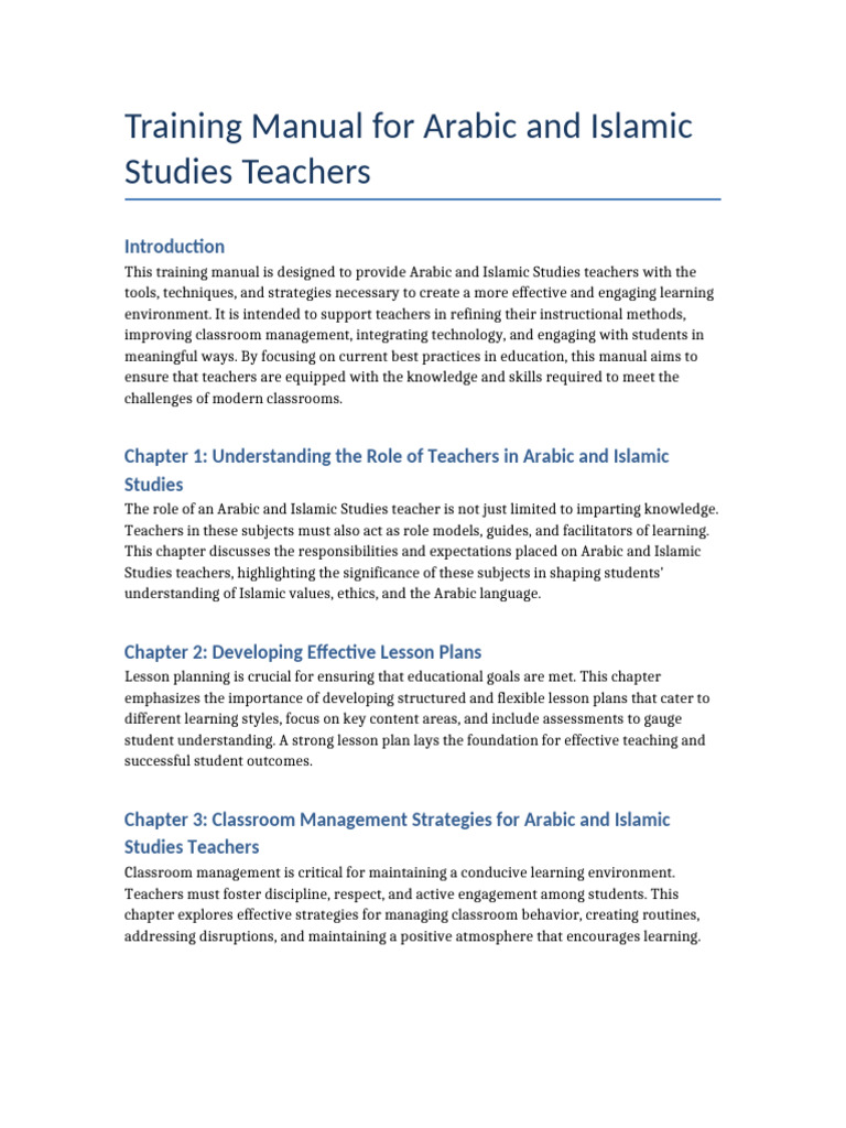 Arabic & Islamic Studies Teacher Guide | PDF | Teachers | Classroom ...
