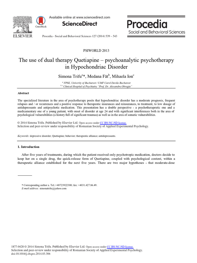 Jurnal The Use of Dual Therapy Quetiapine Psychoanalytic Psychotherapy ...