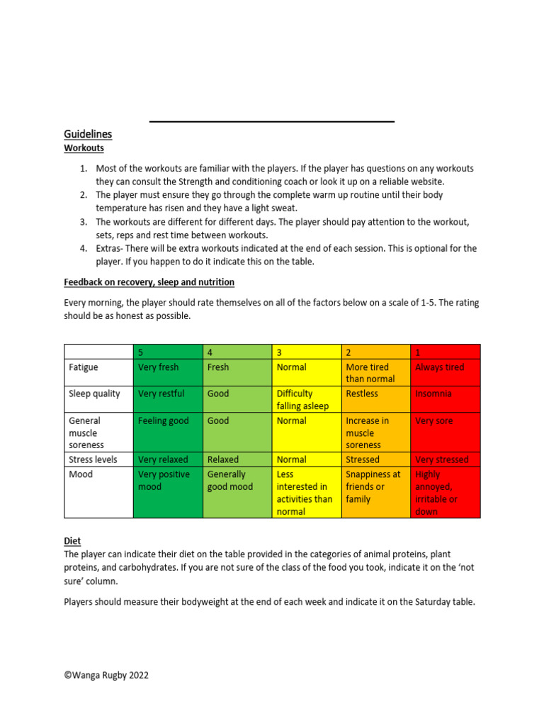 Pre Season BW Week 1 | PDF | Strength Training | Sleep