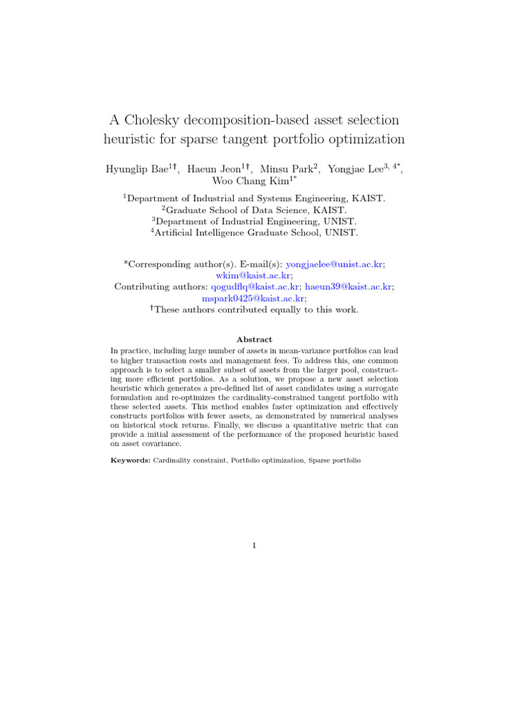 A Cholesky Decomposition-based Asset Selection | PDF | Matrix (Mathematics) | Modern Portfolio ...