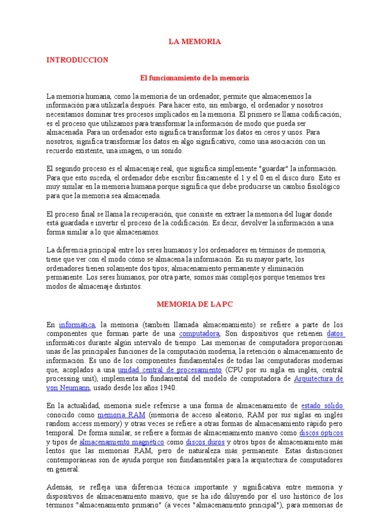 Estructura y Funcionamiento de La Memoria Arqpc | PDF | Memoria del ordenador | Memoria flash