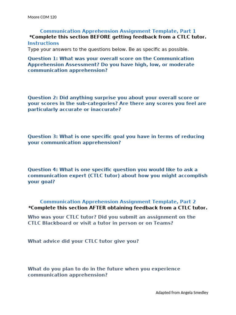 Caa Assignment Template | PDF