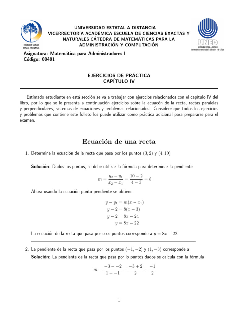 CAPITULO 4 ejercicios | PDF | Pendiente | Línea (geometría)