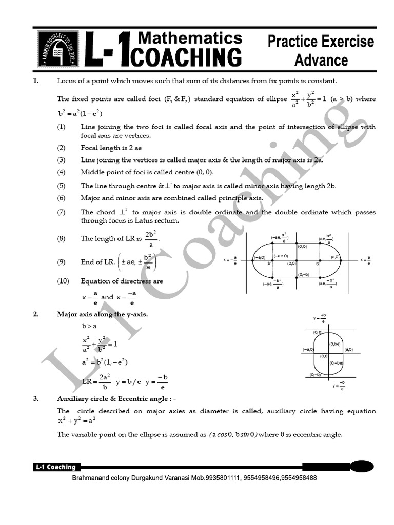 Ellipse Theory | PDF | Ellipse | Analytic Geometry