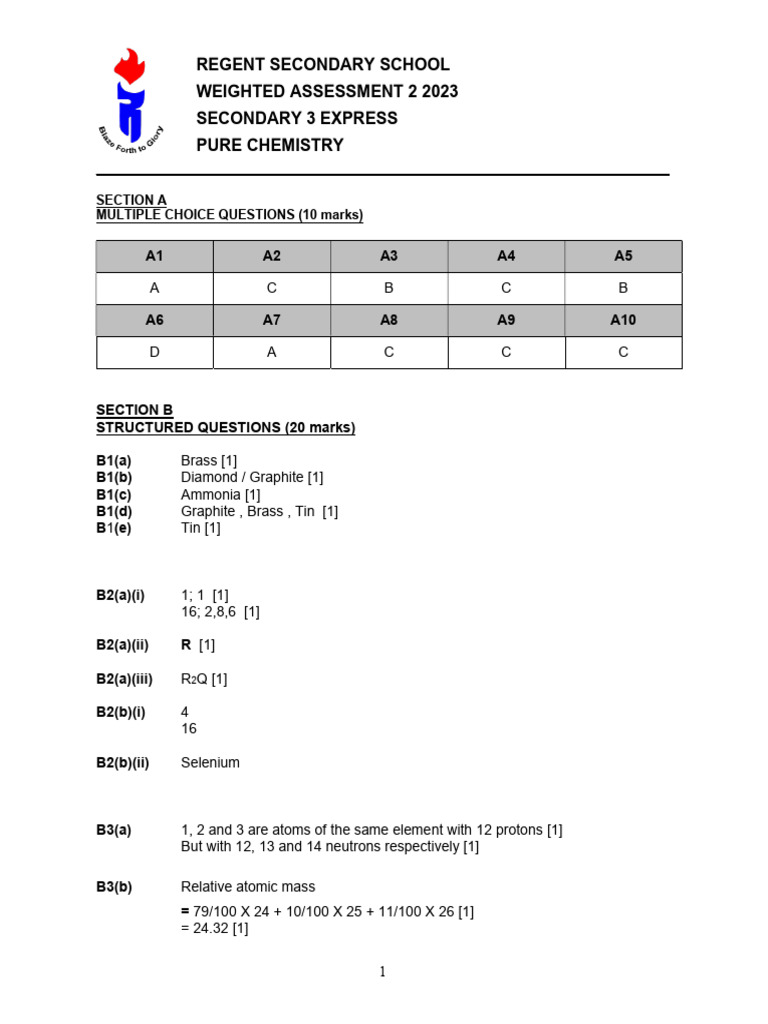 2023 - Wa2 3e Pure Chem Ms | PDF | Chemical Bond | Carbon