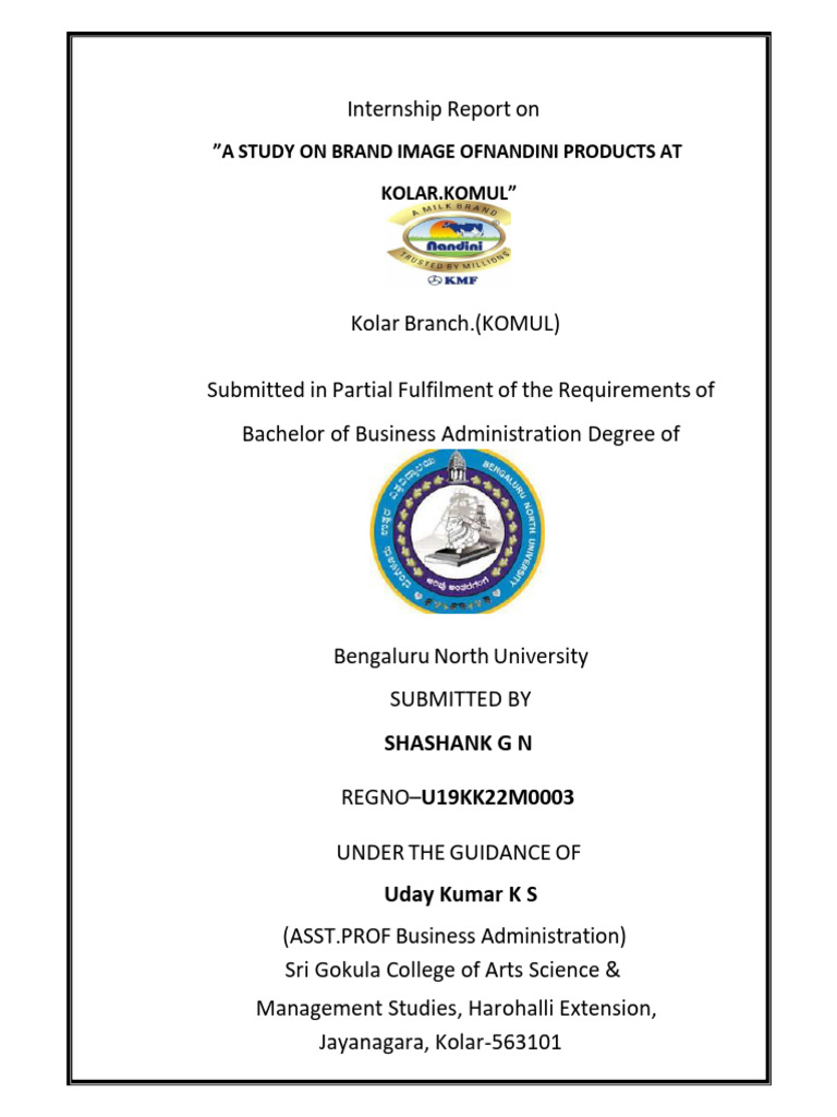 Komul Shashank G N Final | PDF | Brand | Milk