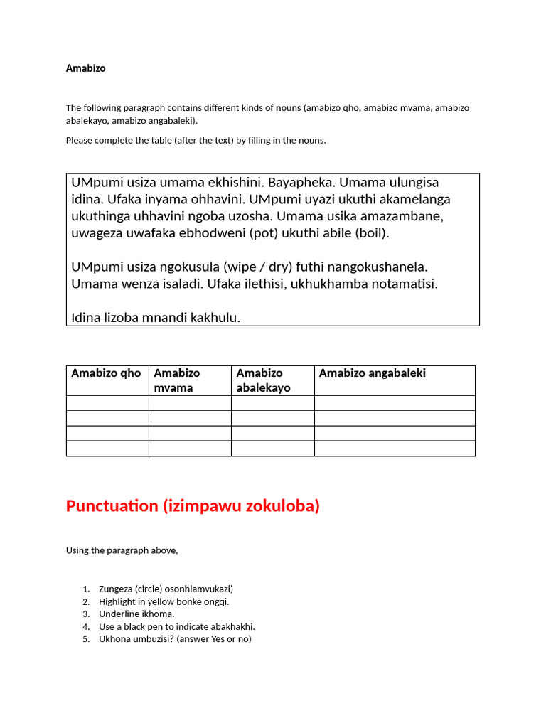 Amabizo Nezimpawu Zokuloba | PDF